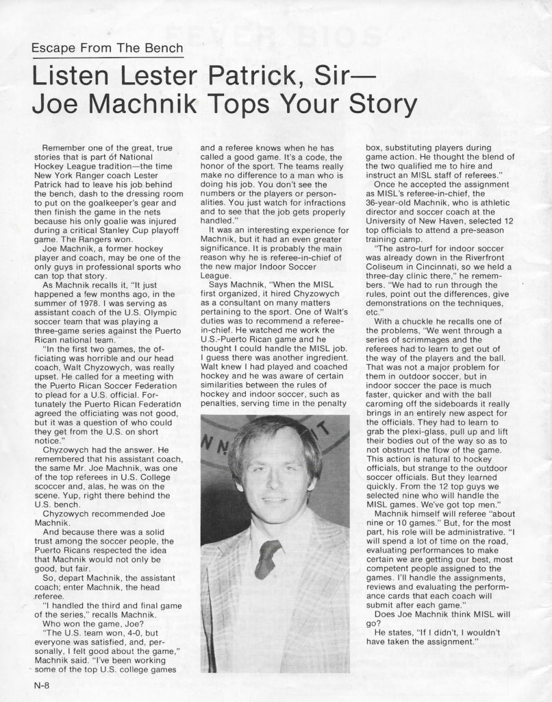 From The Archives: Joe Machnik Escape From The Bench - NO 1 Soccer Camps